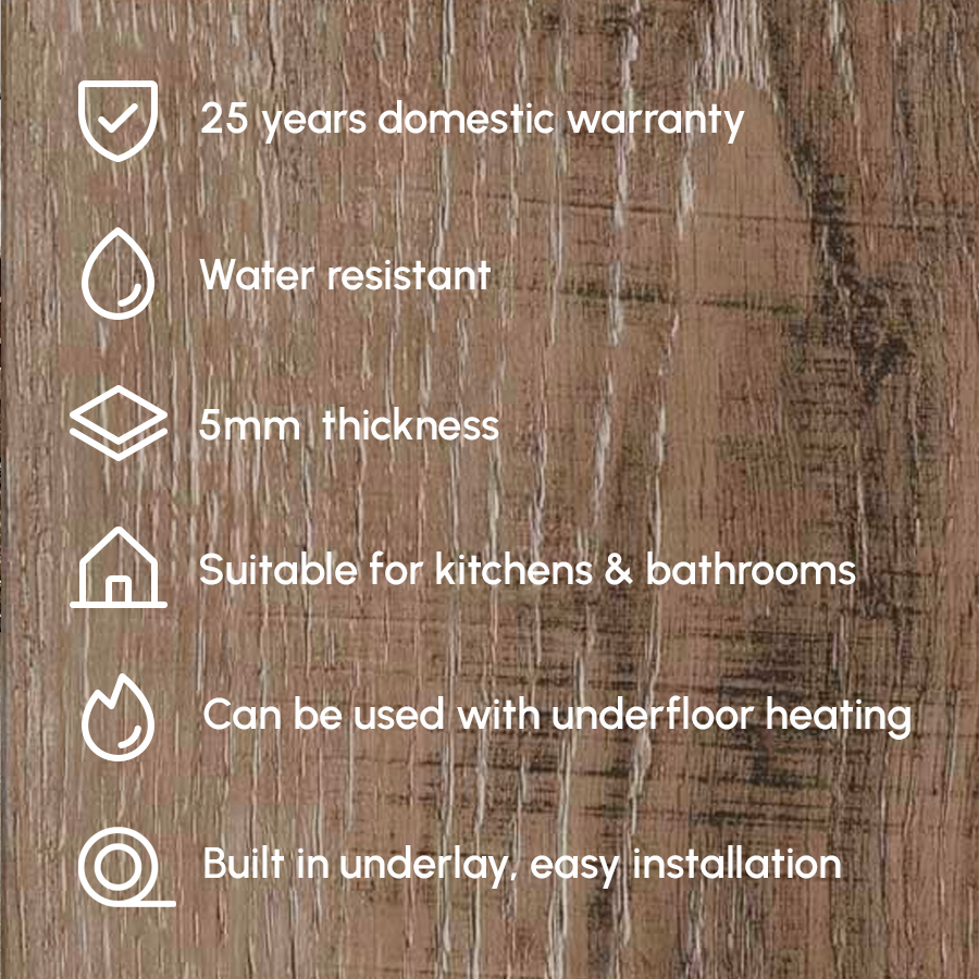 Luvanto Click Plus Reclaimed Oak | LVT | Click + Underlay
